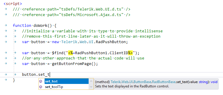Telerik Web Forms Visual Studio How To Use JavaScript Intellisense For