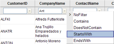 Telerik Web Forms Grid Functionality Filtering Overview Telerik Ui