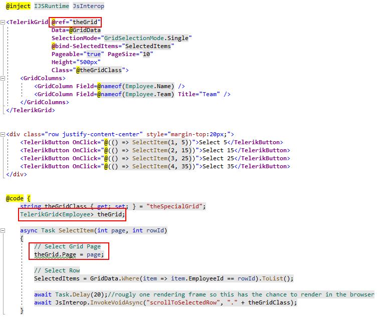 Programmatic Active Row Selection In Ui For Blazor Grid Telerik Forums