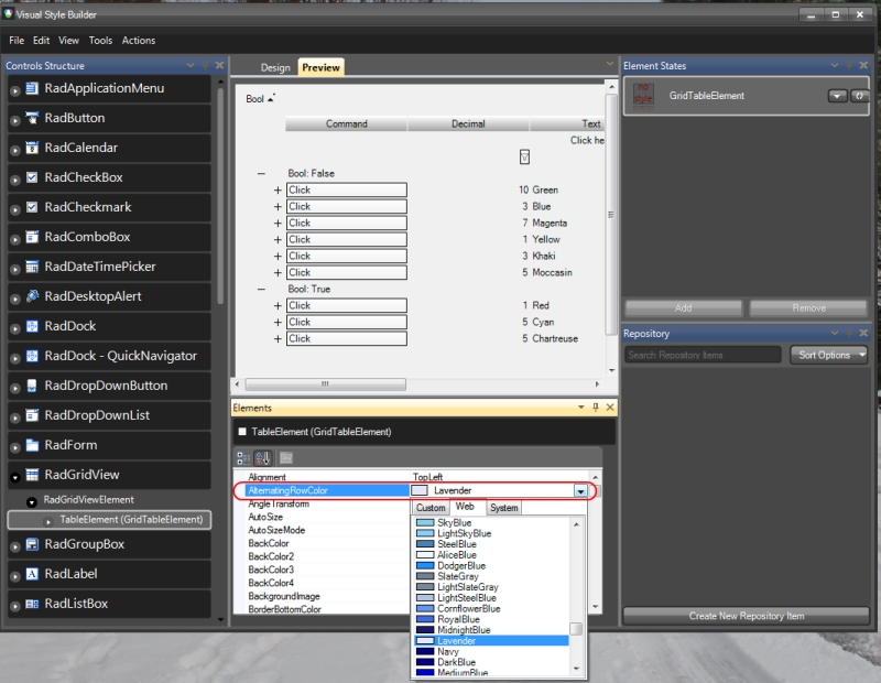 Gridview Alternate Row Colors In Ui For Winforms Themes And Visual Style Builder Telerik Forums