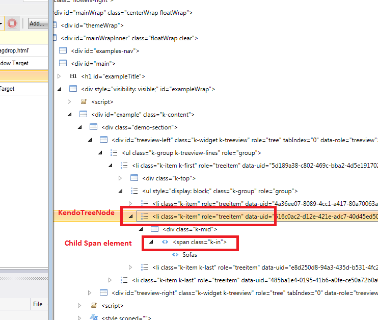 Drag And Drop From Kendo Treeview To A Div Container In Testing Framework Testing Framework