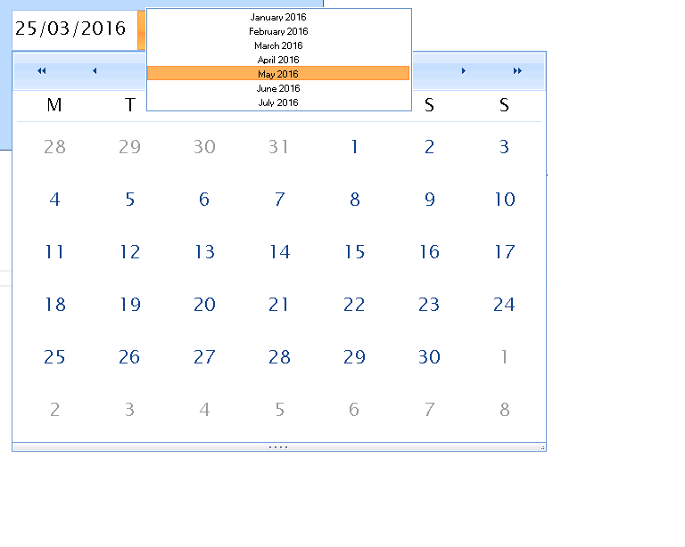 Resize Font Size Of Calendar In Ui For Winforms Calendar Datetimepicker Timepicker And Clock