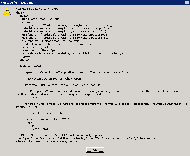 Server Error Could Not Load File Or Assembly Telerikwebui Or One Of Its Dependencies In
