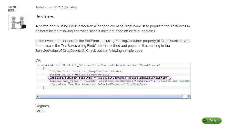 Show Hide Radcombobox Depending On Radiobuttonlist Selected Value In Ui For Aspnet Ajax Grid