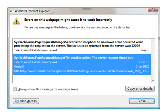 Sys Webforms Pagerequestmanagertimeoutexception The Server Request