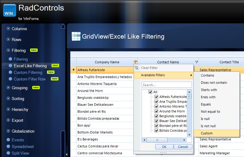 Filtering On A Command Column In Ui For Winforms Gridview Telerik