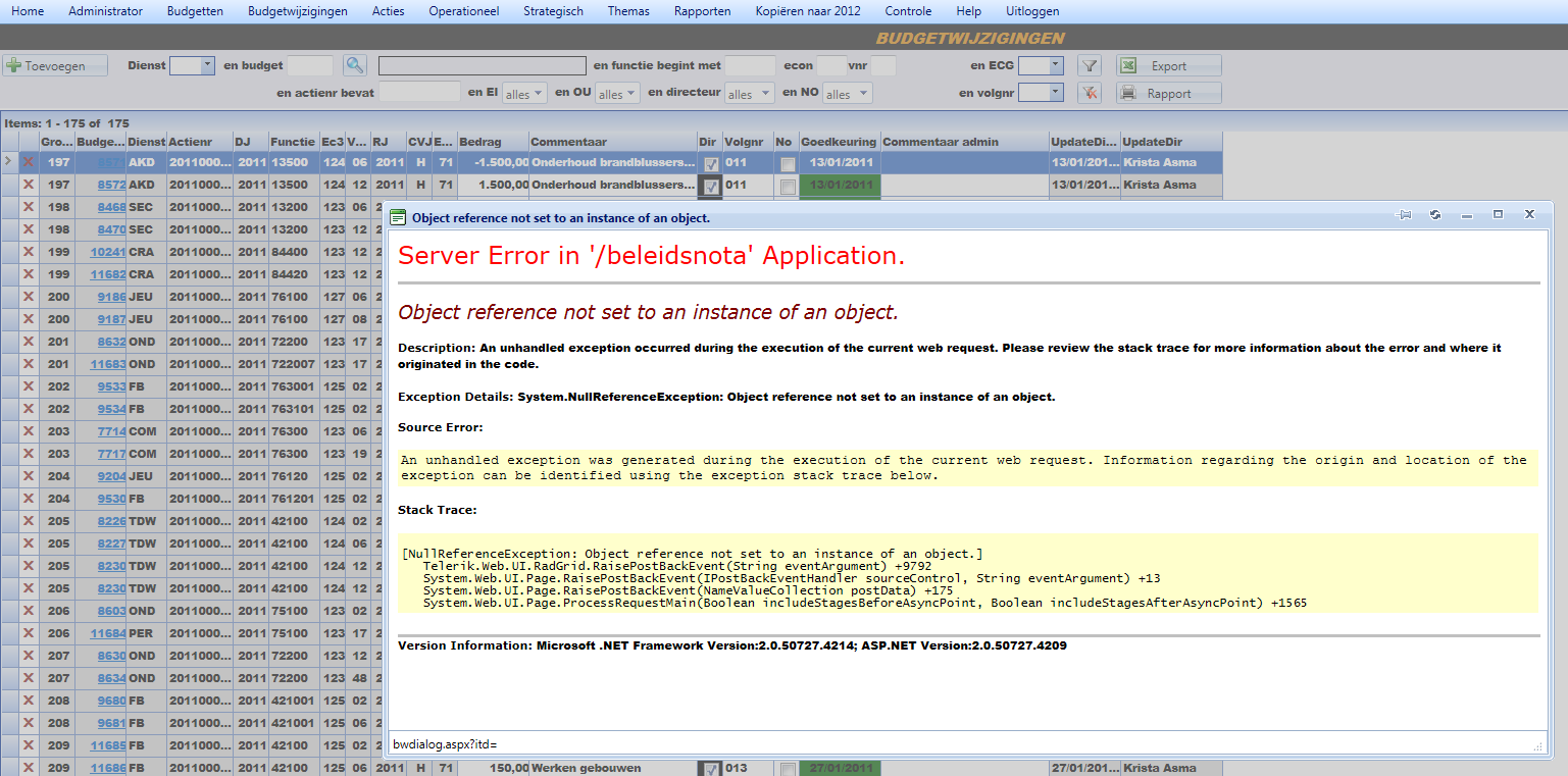 Radfilter With Grid Throw Error Of Sys Webforms