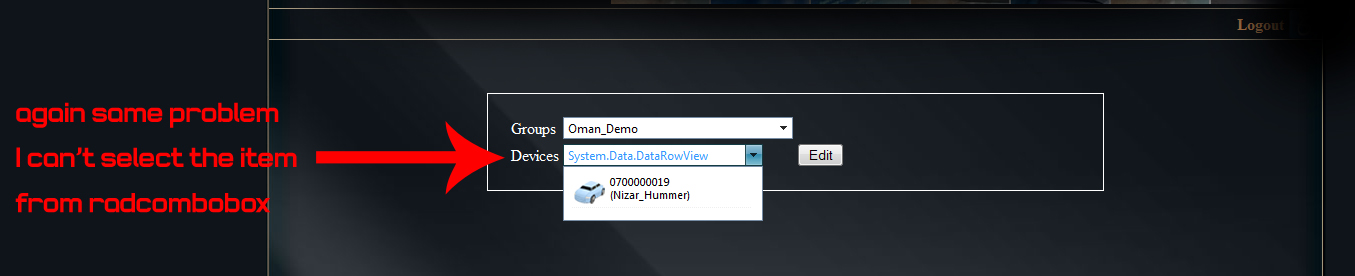 Databinding Telerikwebuiradcomboboxitem Does Not Contain A Property With The Name Normal