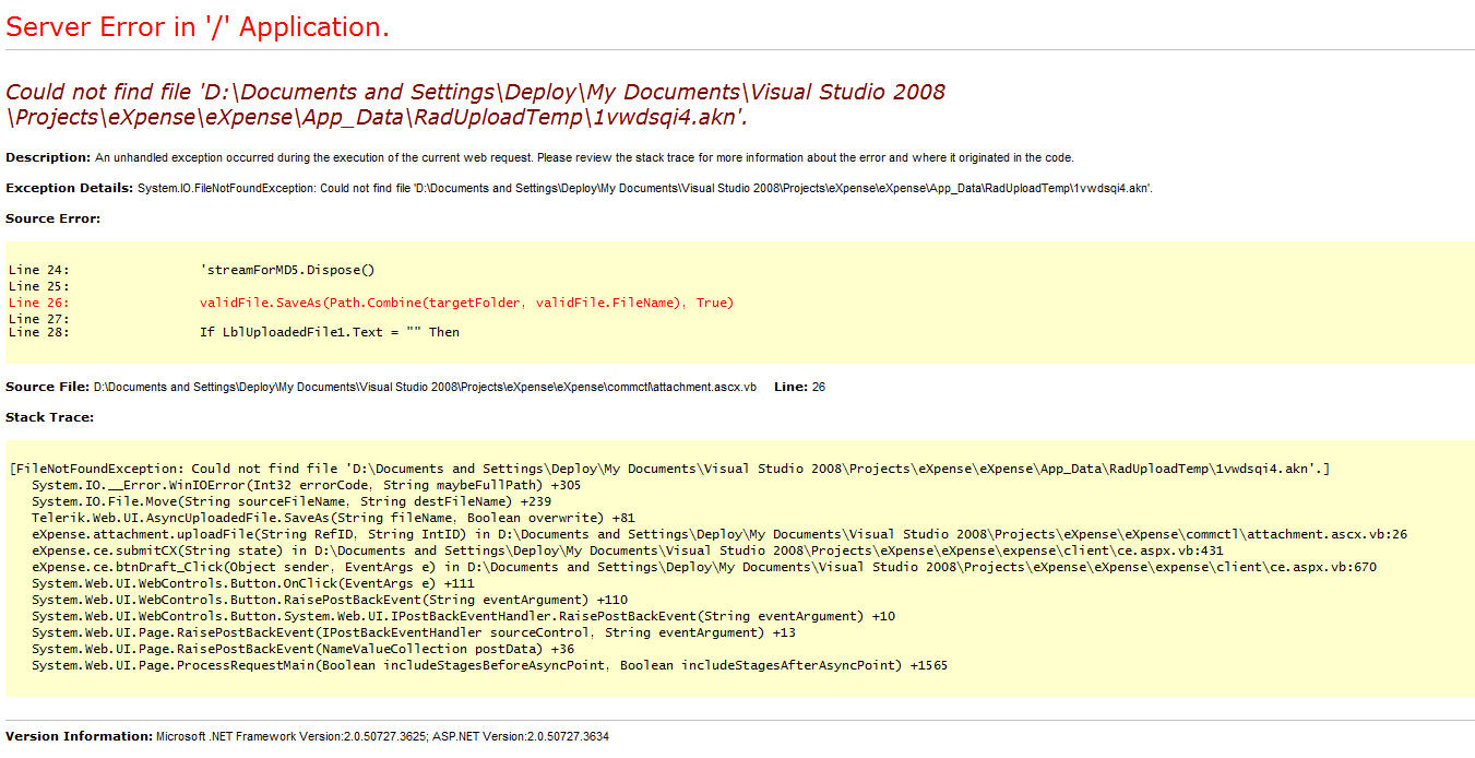 Radasyncupload Cannot Find The Temporary File In Ui For Aspnet Ajax