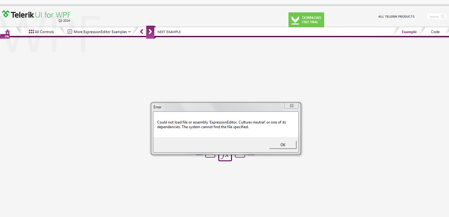 Demos Broken For Expression Editor In Ui For Wpf