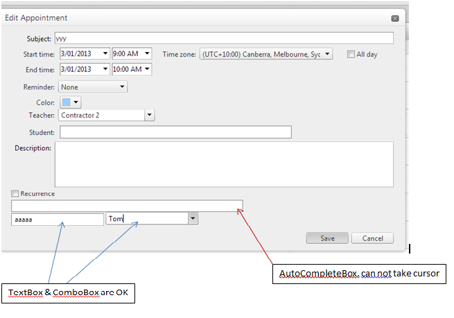 Autocompletebox On Radscheduler Advancedform In Ui For Aspnet Ajax Autocompletebox Telerik Forums
