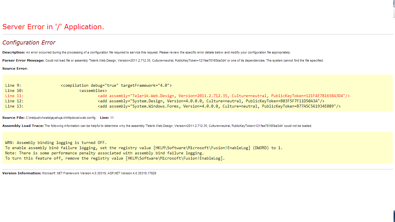 Assembly Parameter In Nfig In Ui For Asp Ajax
