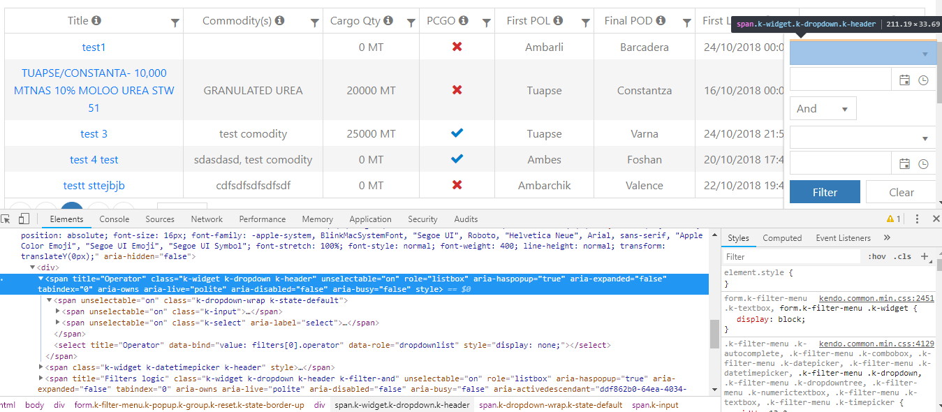Grid Filter Creates Extra Unwanted Operator Filter For Datetime Column