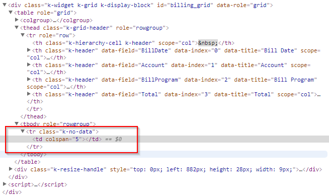 No Data Message Not Displaying For Server Bound Grid In Ui For Asp