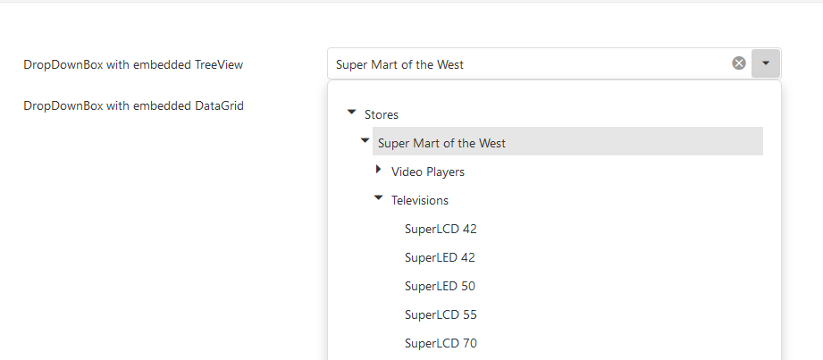 Dropdownbox With Embedded Treeview 、dropdownbox With Embedded Datagrid In Ui For Aspnet Core