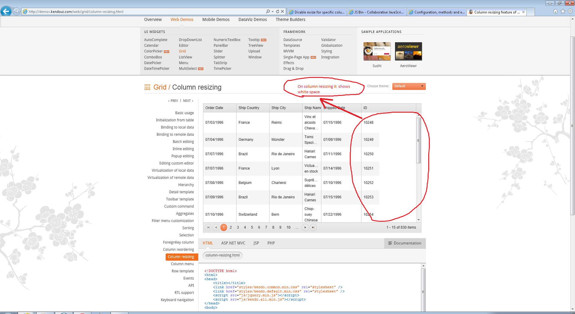 Grids Column Resizing Leaves White Space In The Last Column In Kendo Ui For Jquery Grid