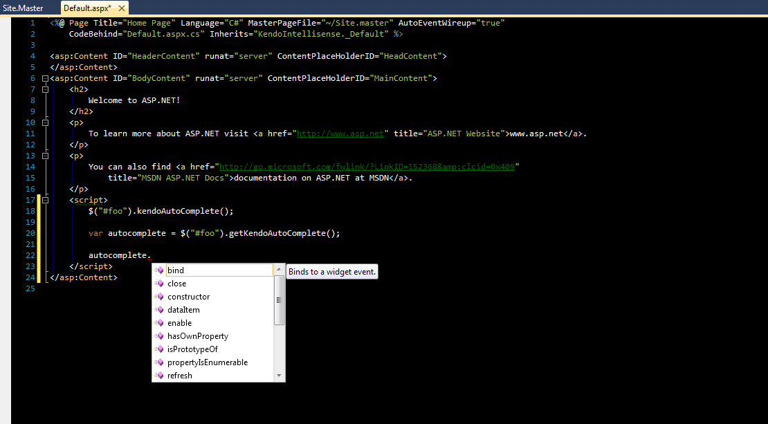 Kendo UI Intellisense support in Kendo UI for jQuery General ... Kendo UI Intellisense support in Kendo UI for jQuery General ...