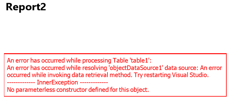 No Parameterless Constructor Defined For This Object In Reporting