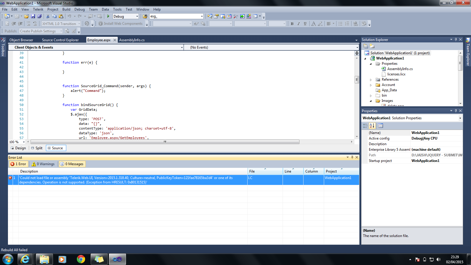Vs 2010 Project Not Compiling For Version 2015 1 318 40 In