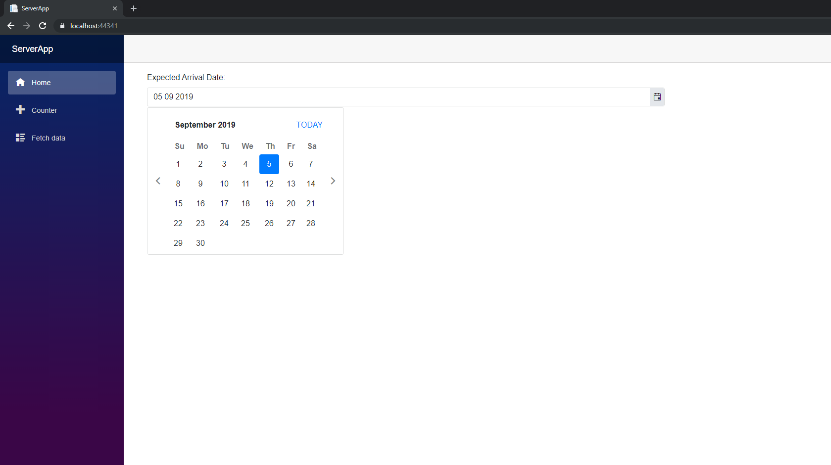 Datepicker In Bootstrap Form Group In Ui For Blazor Datepicker