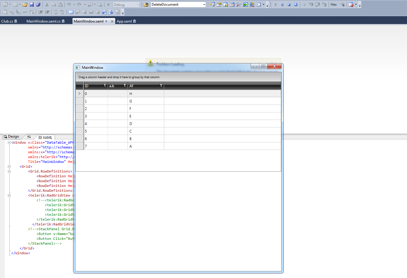 Binding Datatable Defaultview To Radgridview With Dot In Columnname In