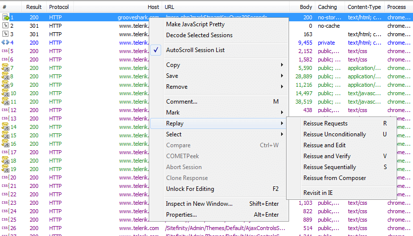 Fiddler Classic Resend a Request - Progress Telerik Fiddler Classic