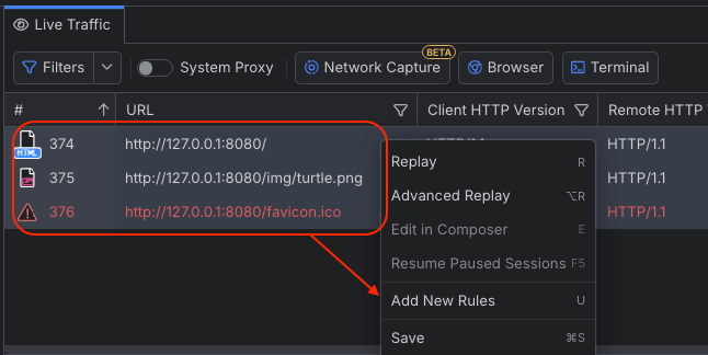 Fiddler Everywhere Create a Rule from Multiple Requests - Progress Telerik Fiddler Everywhere