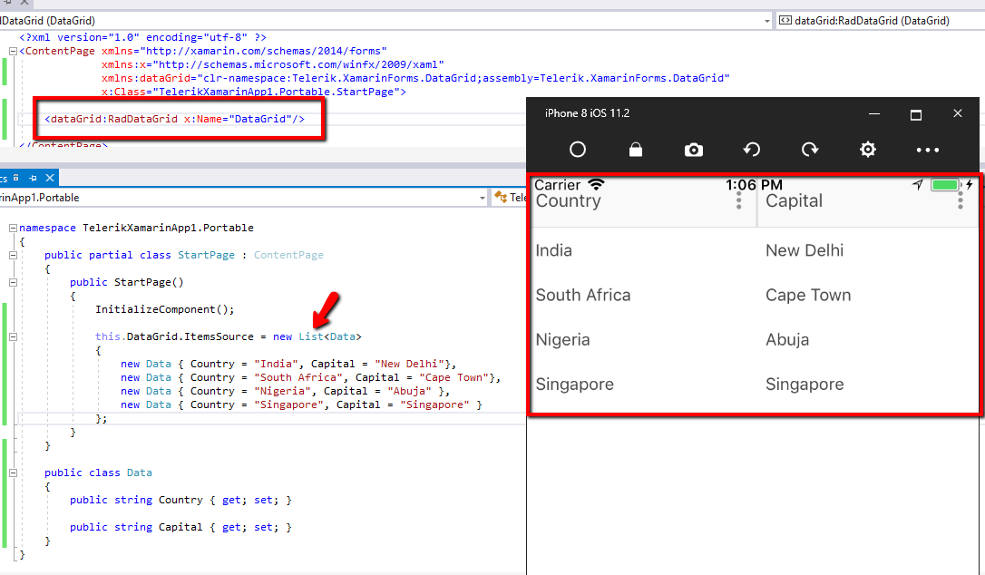 Raddatagrid Binding To List In Ui For Xamarin Telerik Forums