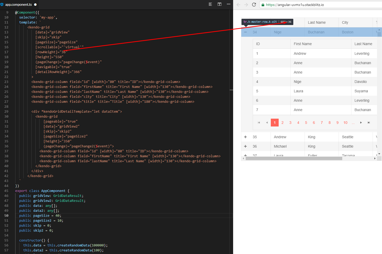 Virtual scrolling and Detail row in Grid in Kendo UI for Angular | Telerik Forums