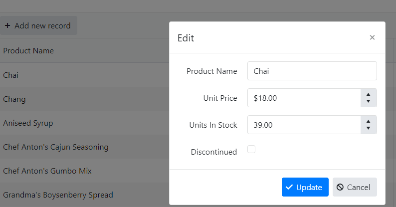 Create external editor form using popup editor template in Kendo UI for ...