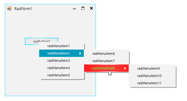 RadContextMenu Winforms - How to change hover over colours? in UI for WinForms | Telerik Forums