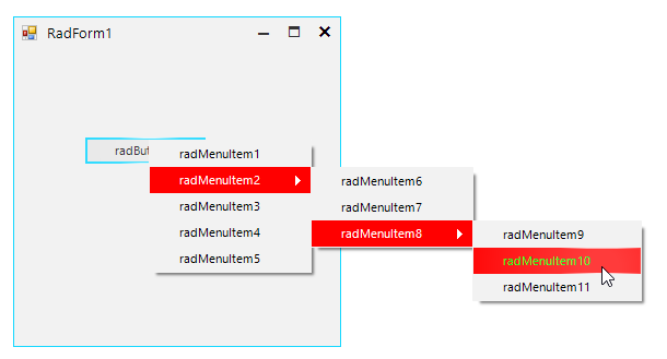 RadContextMenu Winforms - How to change hover over colours? in UI for WinForms | Telerik Forums