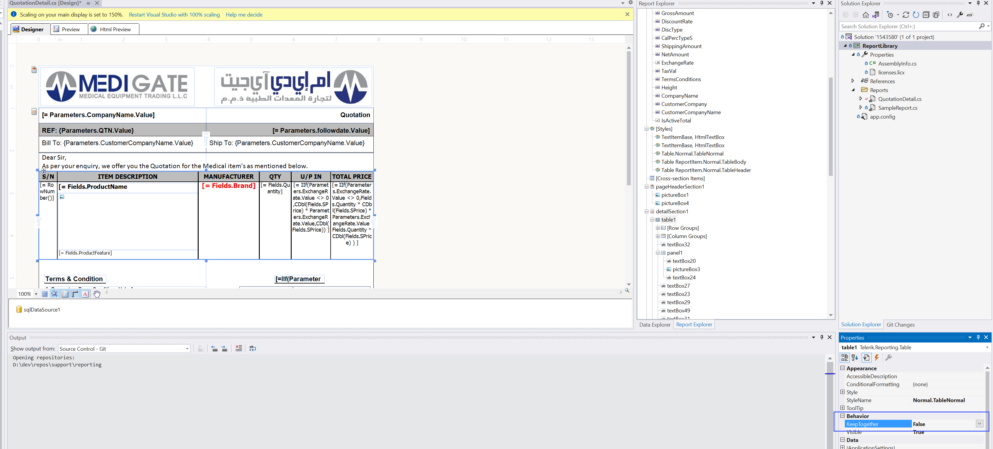 first page of report show the upper data but when starts table it goes to next page in Reporting ...