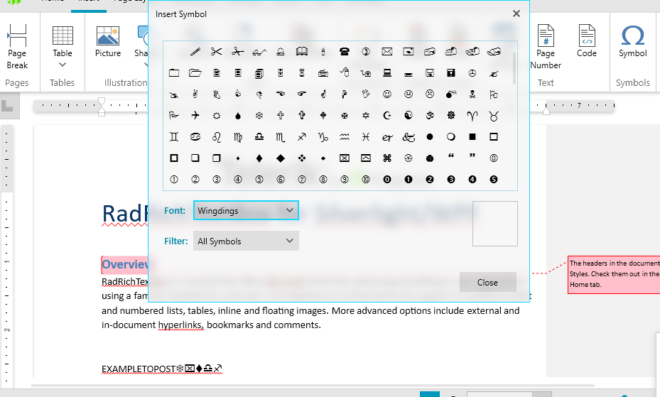 Text Font Changing in RadRichTextBox after Inserting Symbol that has a different font? in UI for ...