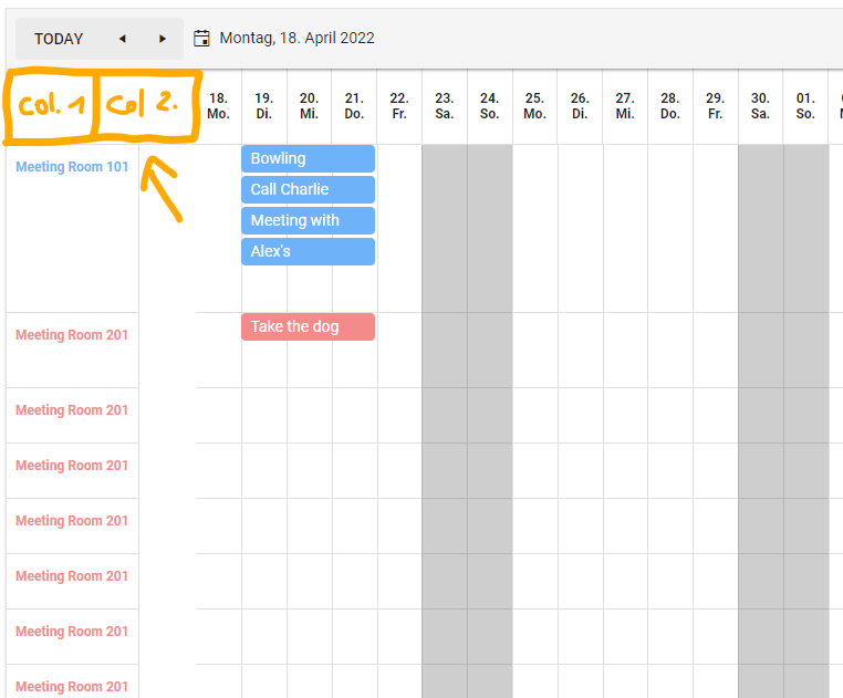 scheduler: custom template in the upper left corner possible? in Kendo UI for Angular | Telerik ...