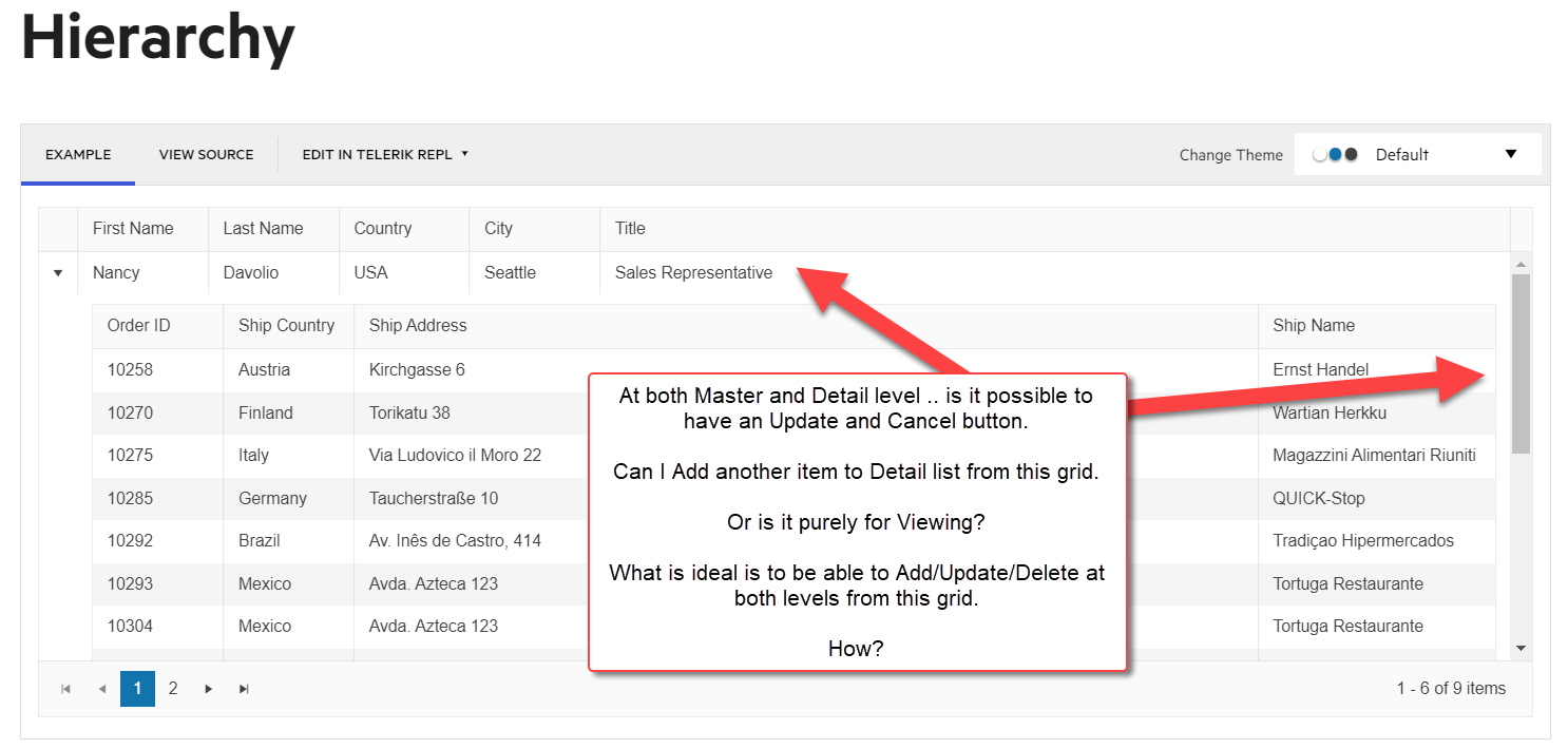 Editing in a Grid in Hierarchy view in UI for ASP.NET Core | Telerik Forums