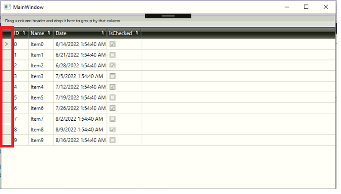 How To Customize Telerik Grid Display Number Column Header Row Indicator Width In Wpf In Ui