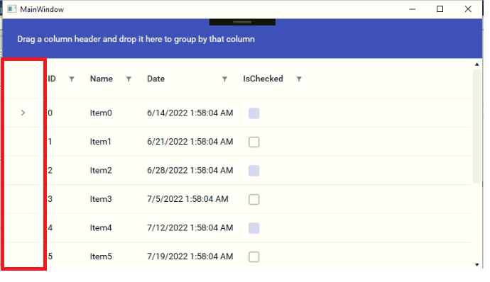 How To Customize Telerik Grid Display Number Column Header Row Indicator Width In Wpf In Ui