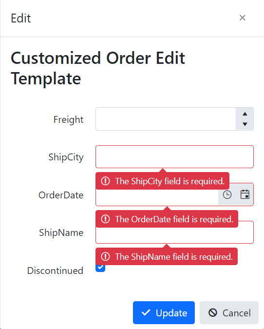 Grid Popup Marks All Fields as Required in UI for ASP.NET Core | Telerik Forums
