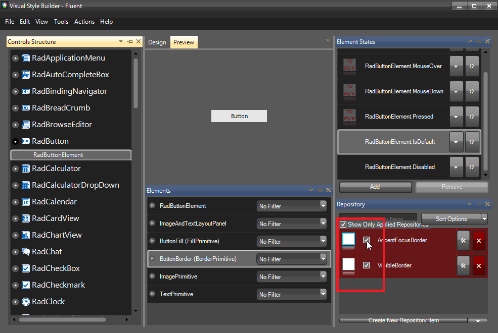 Remove Border Color After Clicked on RadButton in UI for WinForms | Telerik Forums