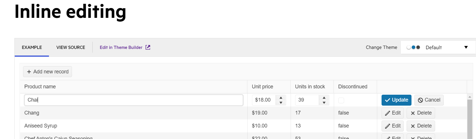 Inline Editing Grid In Ui For Aspnet Mvc Telerik Forums