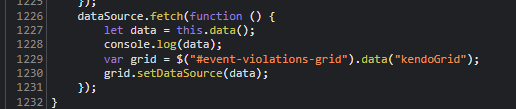 Getting error when setting grid datasource: kendo.all.js:311085 Uncaught TypeError: Cannot read ...