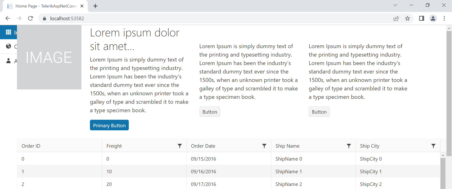 A proper example for a side menu which can be used a layout across all ...