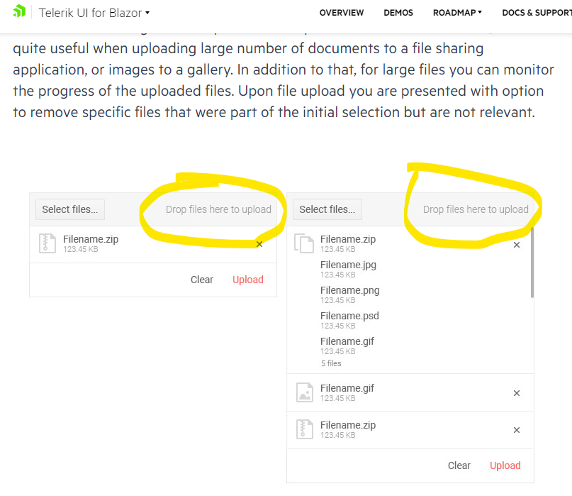Upload Drag And Drop As Shown On Demo Page In Ui For Blazor Telerik