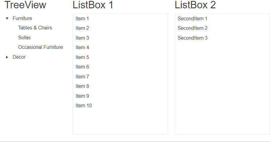 Drag drop from both a TreeView and a ListBox to another ListBox? in UI for ASP.NET Core ...