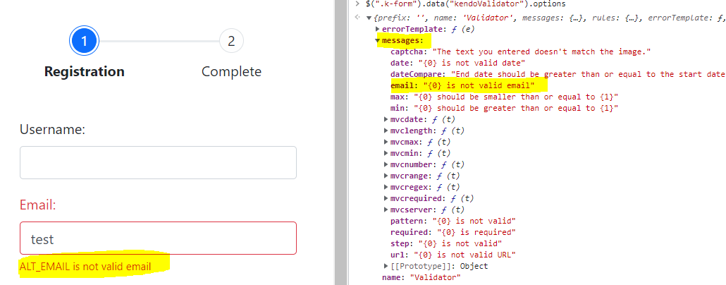 Rename Field Names In Kendo Validator Generated Error Message In Ui For Aspnet Core Telerik