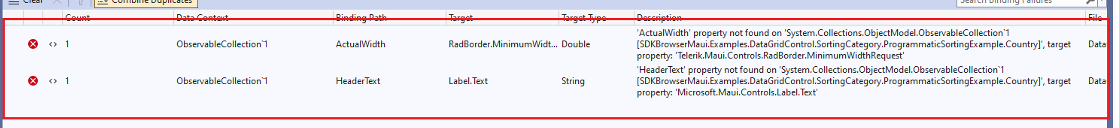 Binding Errors For Raddatagrid In Ui For Net Maui Telerik Forums 4537