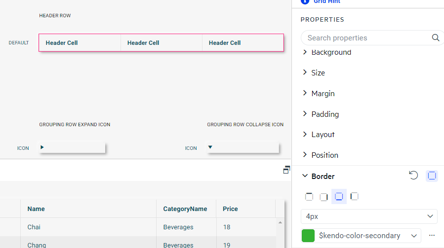 Unable to set border on Grid Header in ThemeBuilder | Telerik Forums