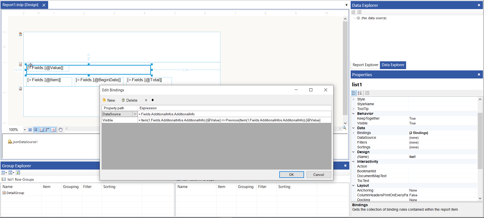 Is it possible to perform grouping in Telerik Reporting using nested data from a JSON Datasource ...