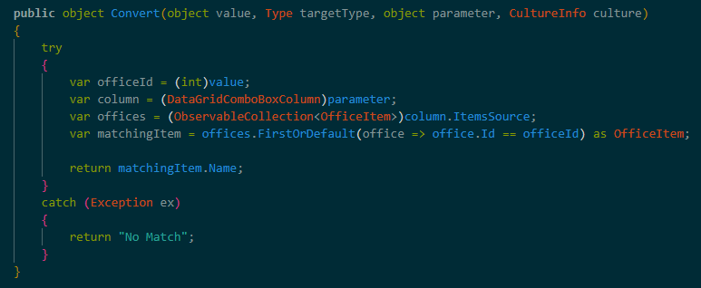 Is There A Working Example Of A Datagrid Using A Picker Or Combobox For Edits In Ui For Net